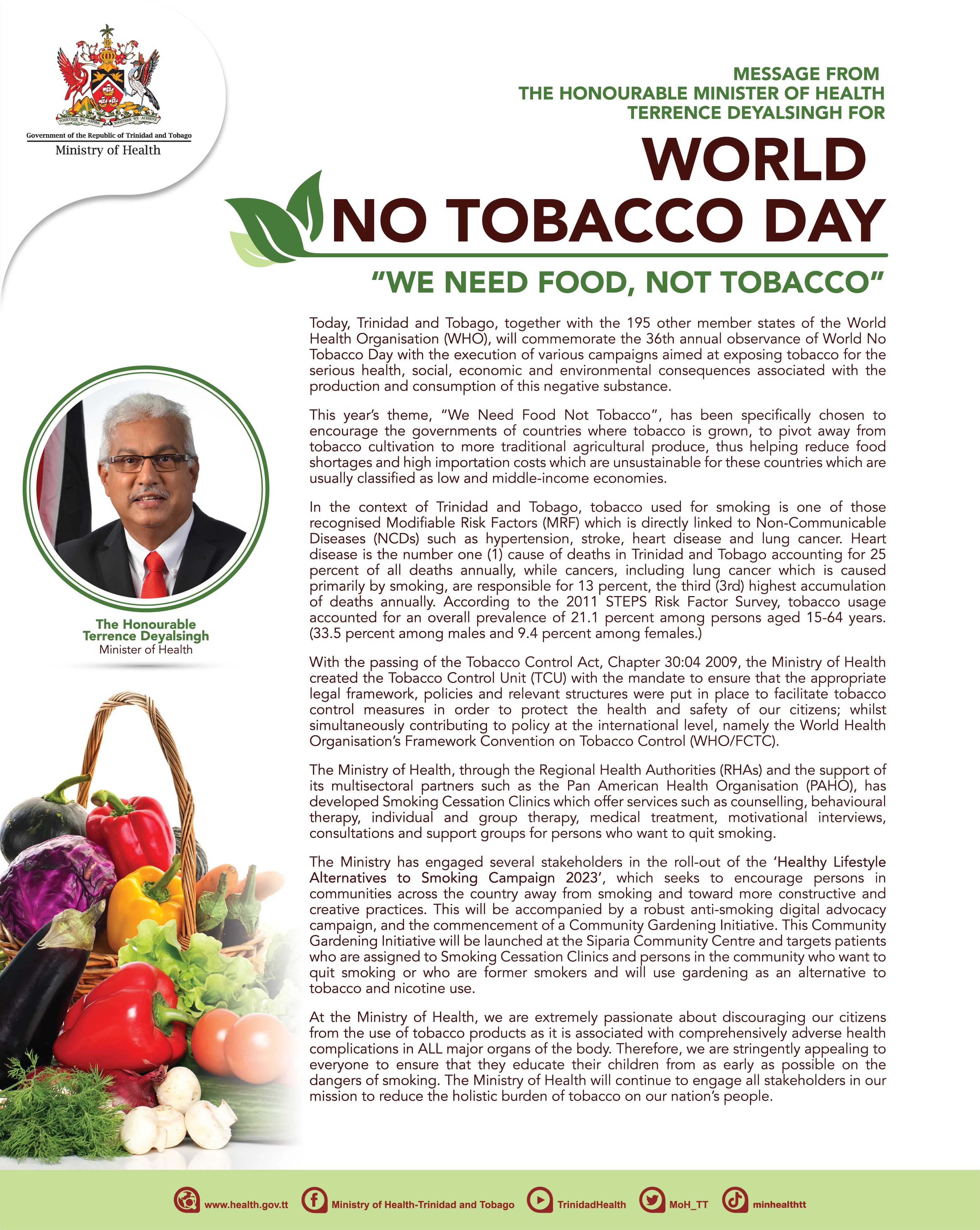 Message from the Minister of Health for World No Tobacco Day 2023 ...