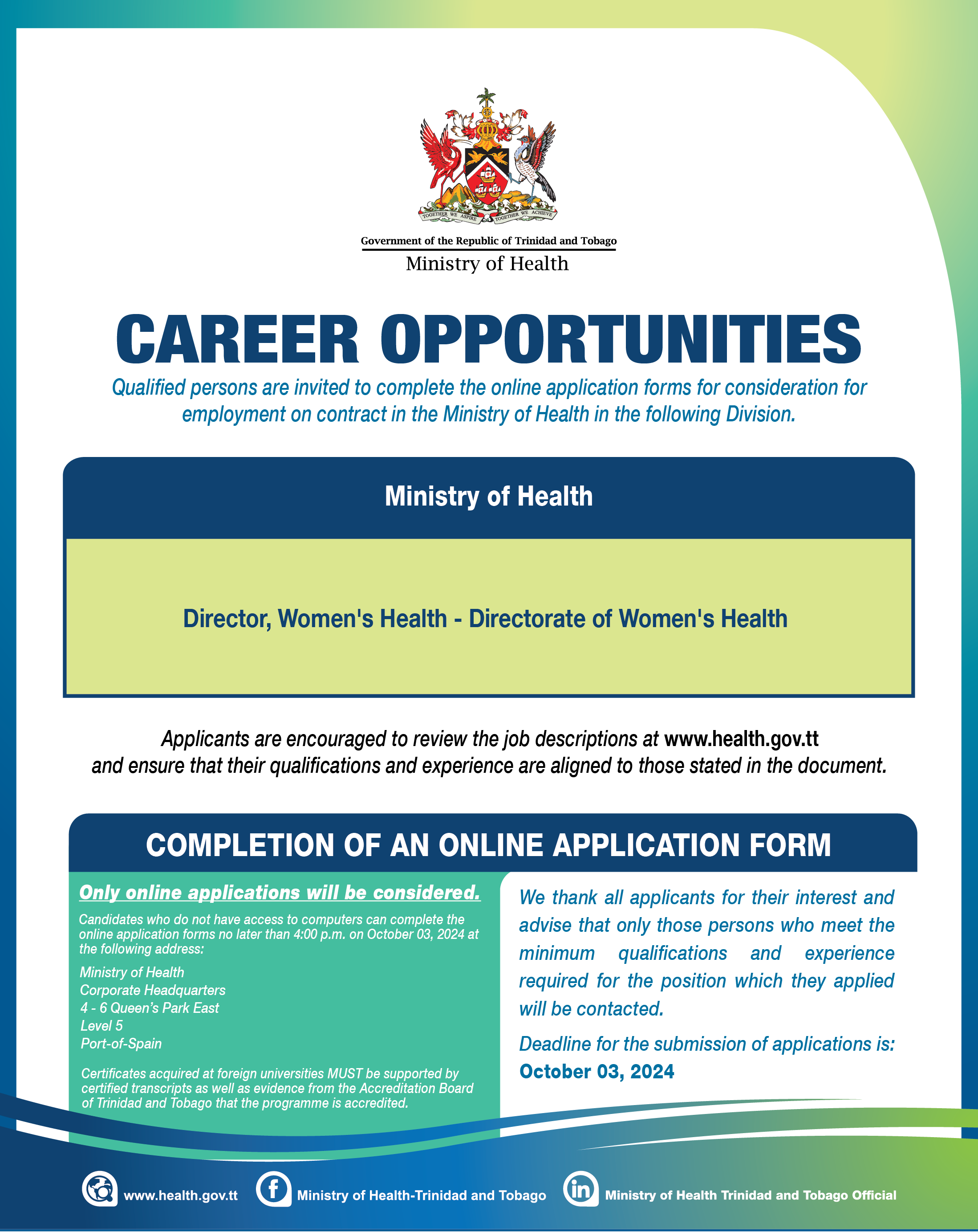 Ministry of Health Career Opportunities | Ministry of Health