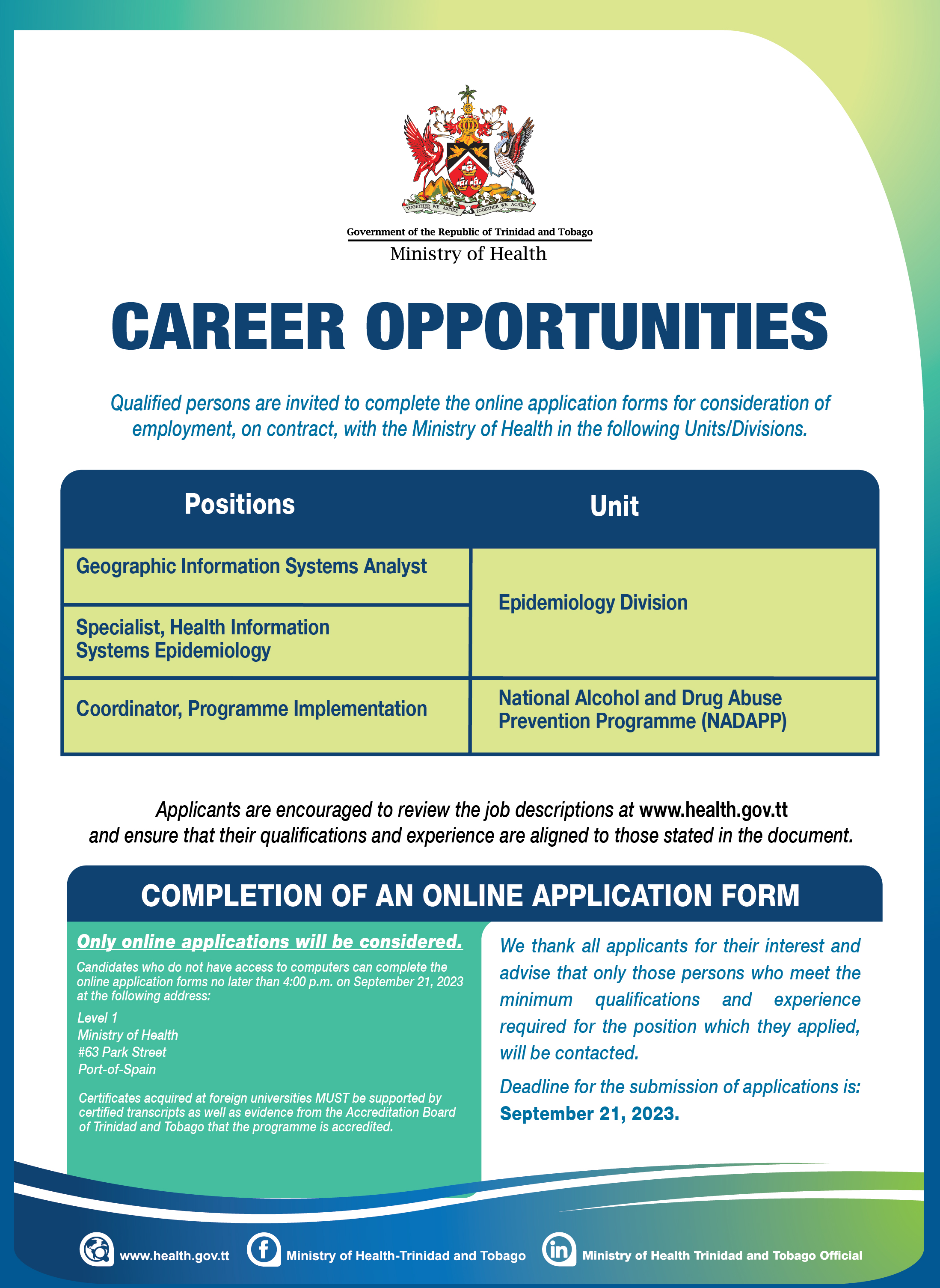 Ministry of Health Career Opportunities | Ministry of Health